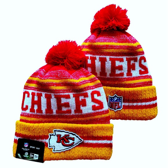 New Era | Accessories | Nwt New Era Kc Chiefs Beanie Pom Fleece Lined ...